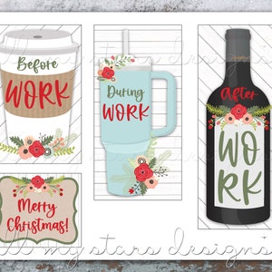PRINTABLE Before Work, During Work, After Work Merry Christmas! 4 Piece ...