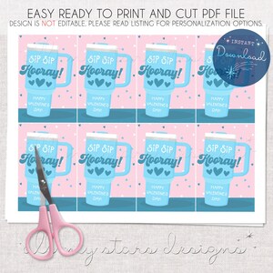 PRINTABLE Sip Sip Hooray! Happy Valentine's Day! Tag | Instant Download ...