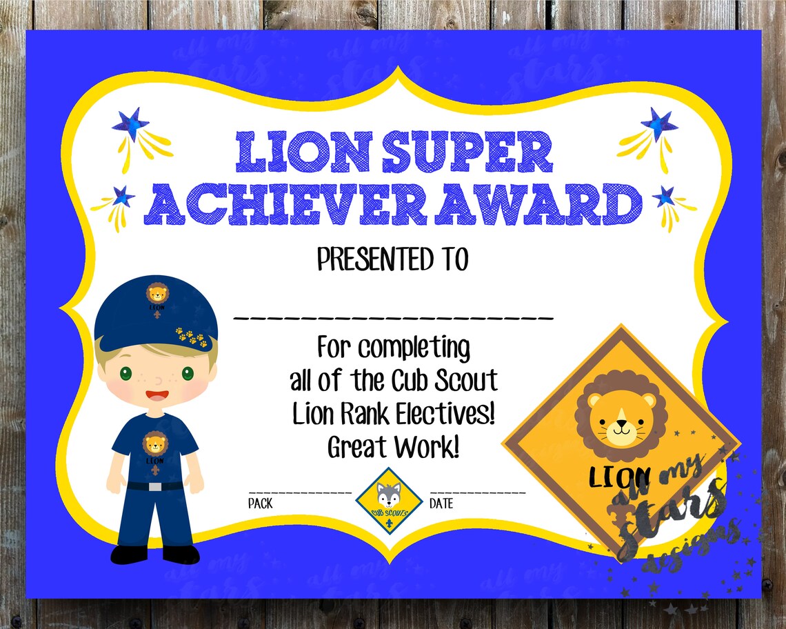 Lion Super Achiever Award Boy's Cub Scout Achievement | Etsy