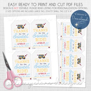 PRINTABLE Thanks for the SWEET Ride! I'm WHEELIE Glad You're My Bus ...