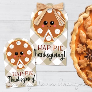 PRINTABLE Hap-pie Thanksgiving! Pumpkin Pie Tag | Instant Download ...