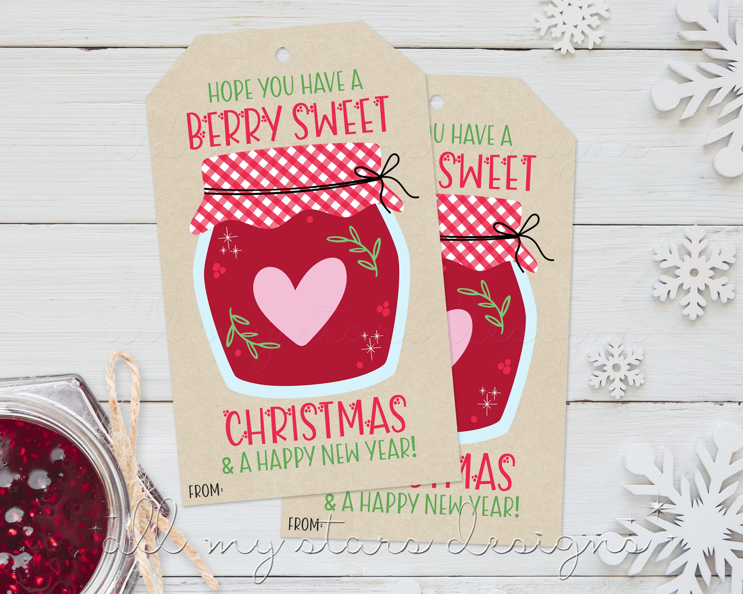 PRINTABLE Hope You Have a Berry Sweet Christmas & a Happy New Year! Jam ...