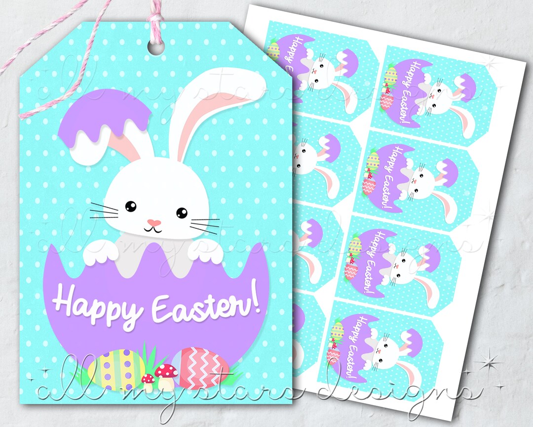 PRINTABLE Happy Easter! Cute Easter Bunny Gift Tag | Instant Download ...