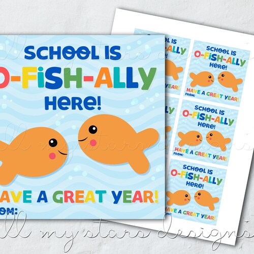 PRINTABLE School is O-fish-ally Here Have a Great Year Tag - Etsy