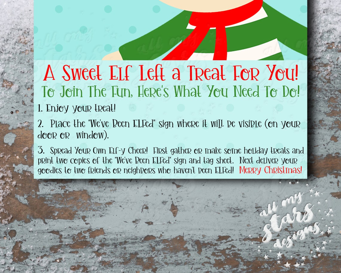 PRINTABLE You've Been Elfed! Cute Elf Tag and Sign Gift Set | Instant ...
