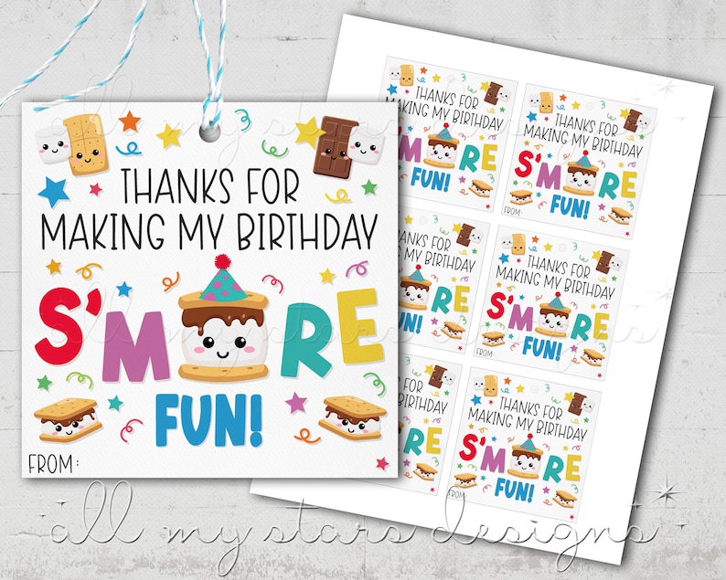 PRINTABLE Thanks for Making My Birthday S'MORE Fun Party - Etsy