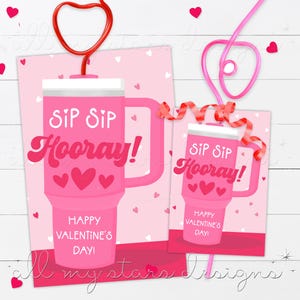 PRINTABLE Sip Sip Hooray! Happy Valentine's Day! Tag | Instant Download ...