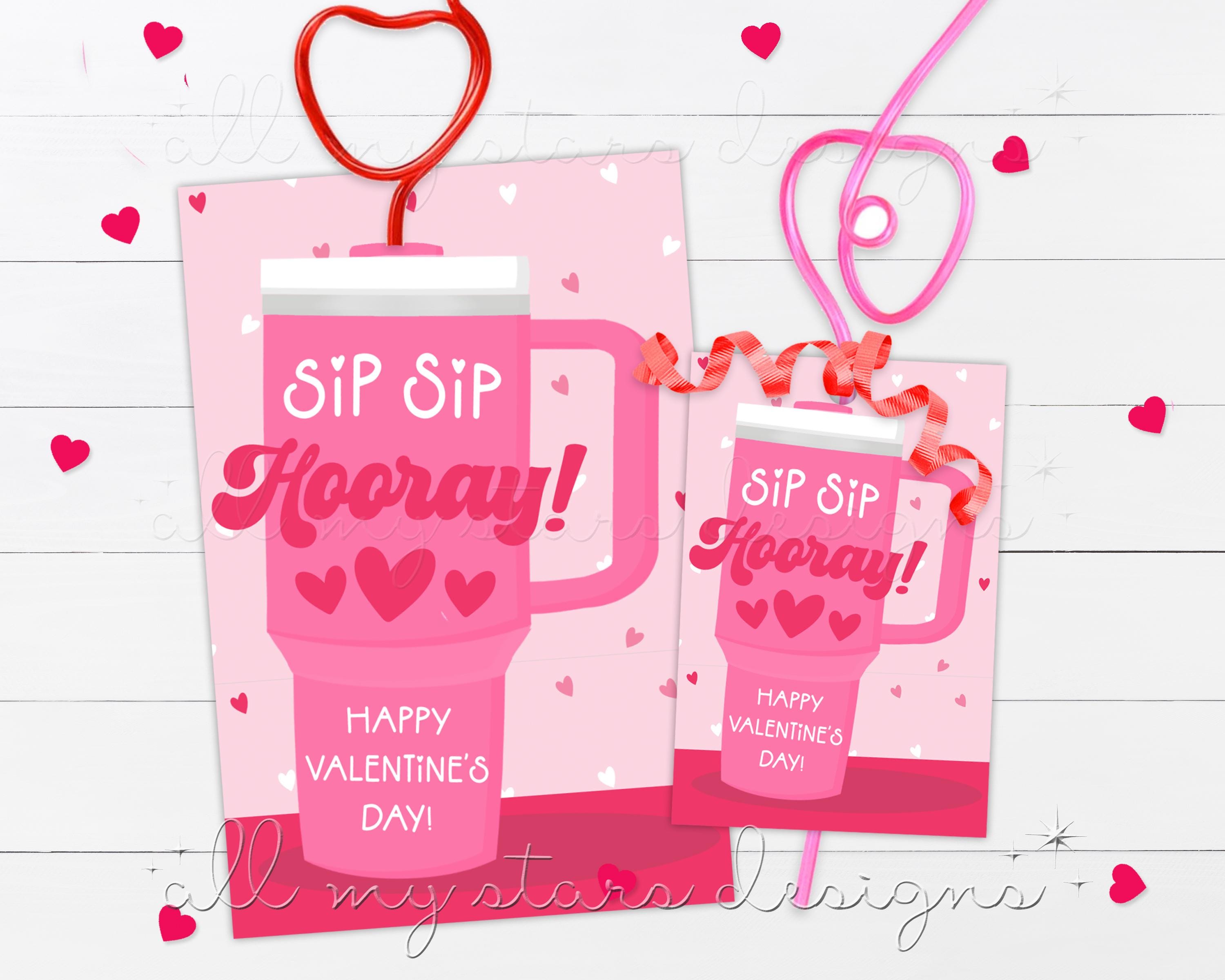 PRINTABLE Sip Sip Hooray! Happy Valentine's Day! Tag | Instant Download ...
