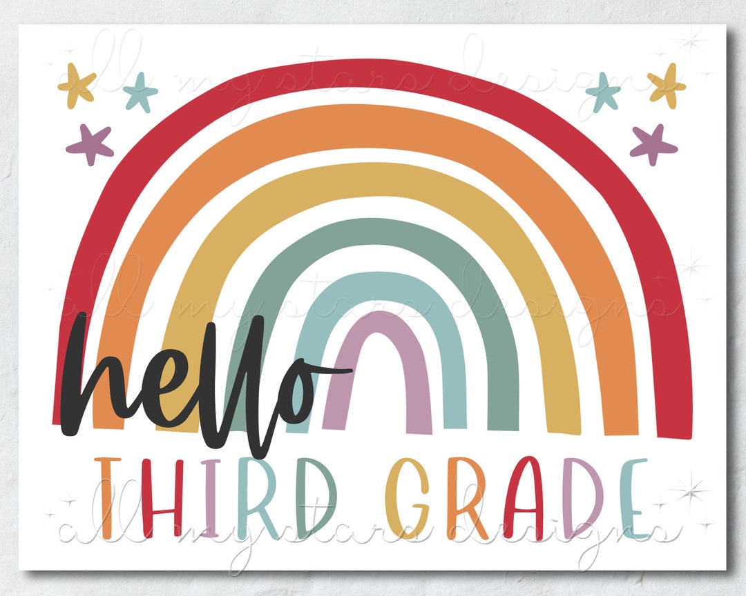 PRINTABLE Hello Third Grade Rainbow Photo Sign | Instant Download ...