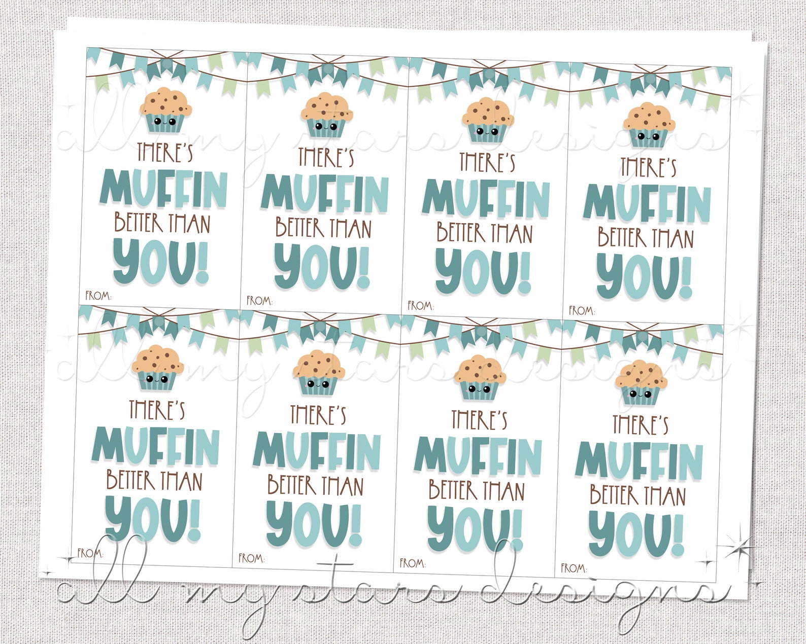 PRINTABLE There's MUFFIN Better Than You! Cute Muffin Tag | Instant ...