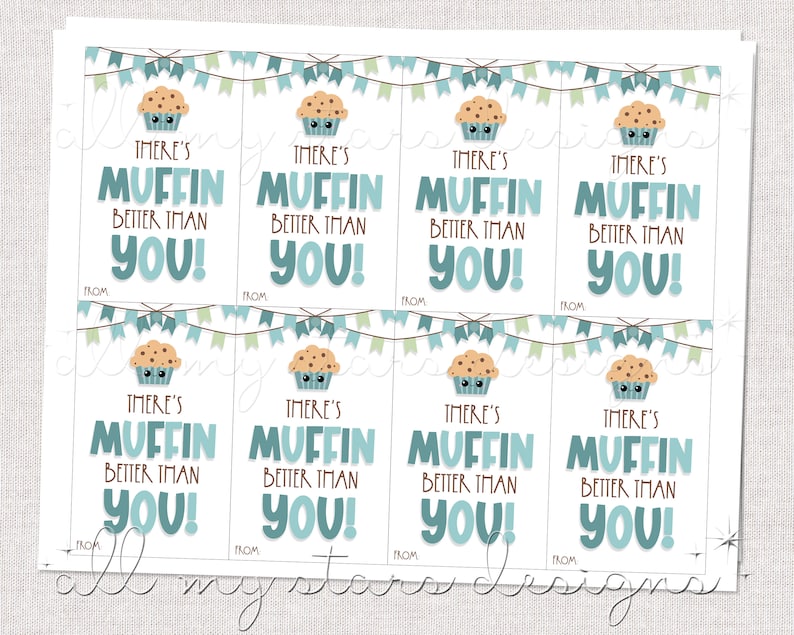 PRINTABLE There's MUFFIN Better Than You Cute Muffin Tag - Etsy