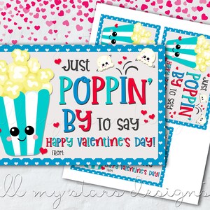 PRINTABLE Just POPPIN' BY to Say Happy Valentine's Day Tag Instant ...