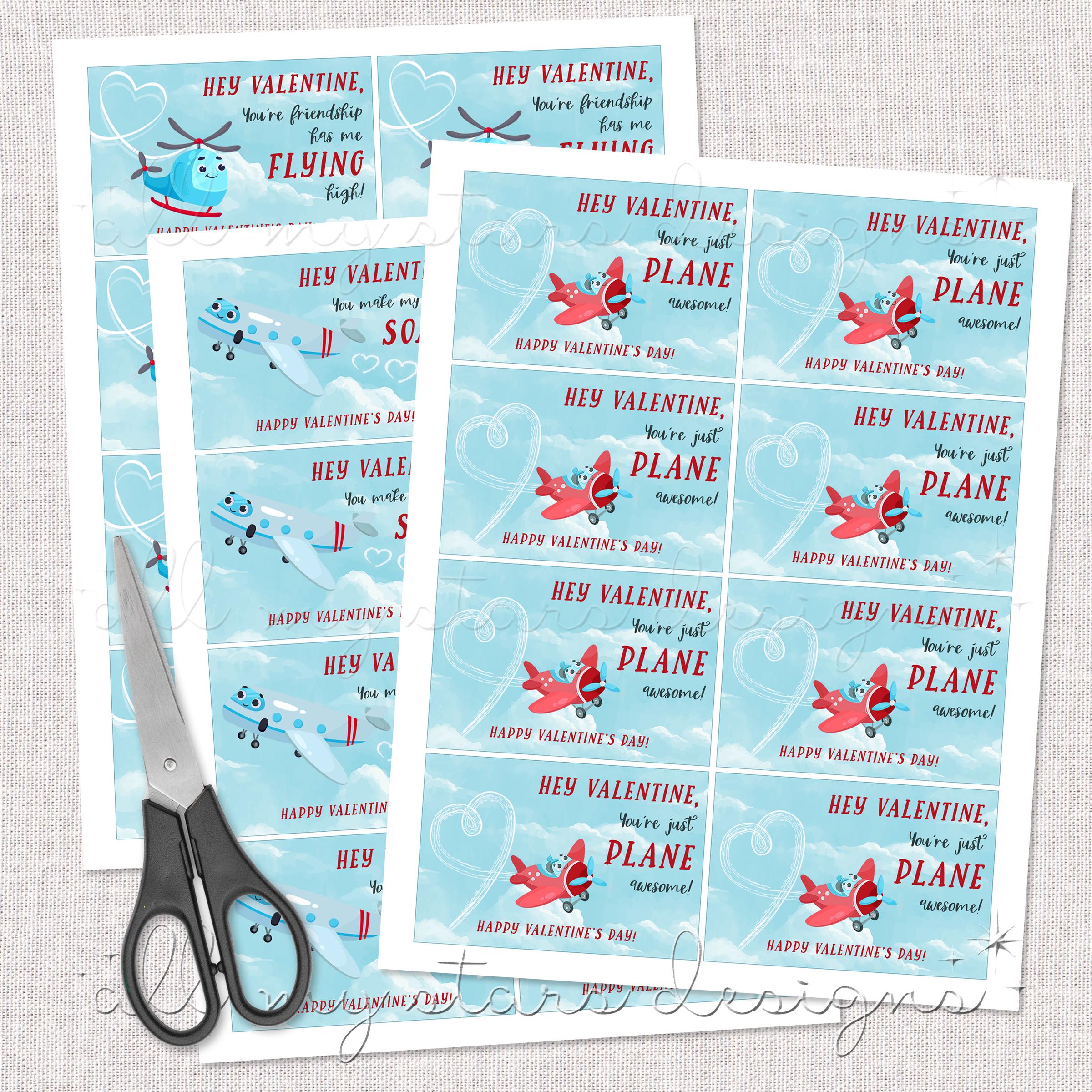 PRINTABLE Cute Plane, Jet and Helicopter Valentine Card Set | Instant ...