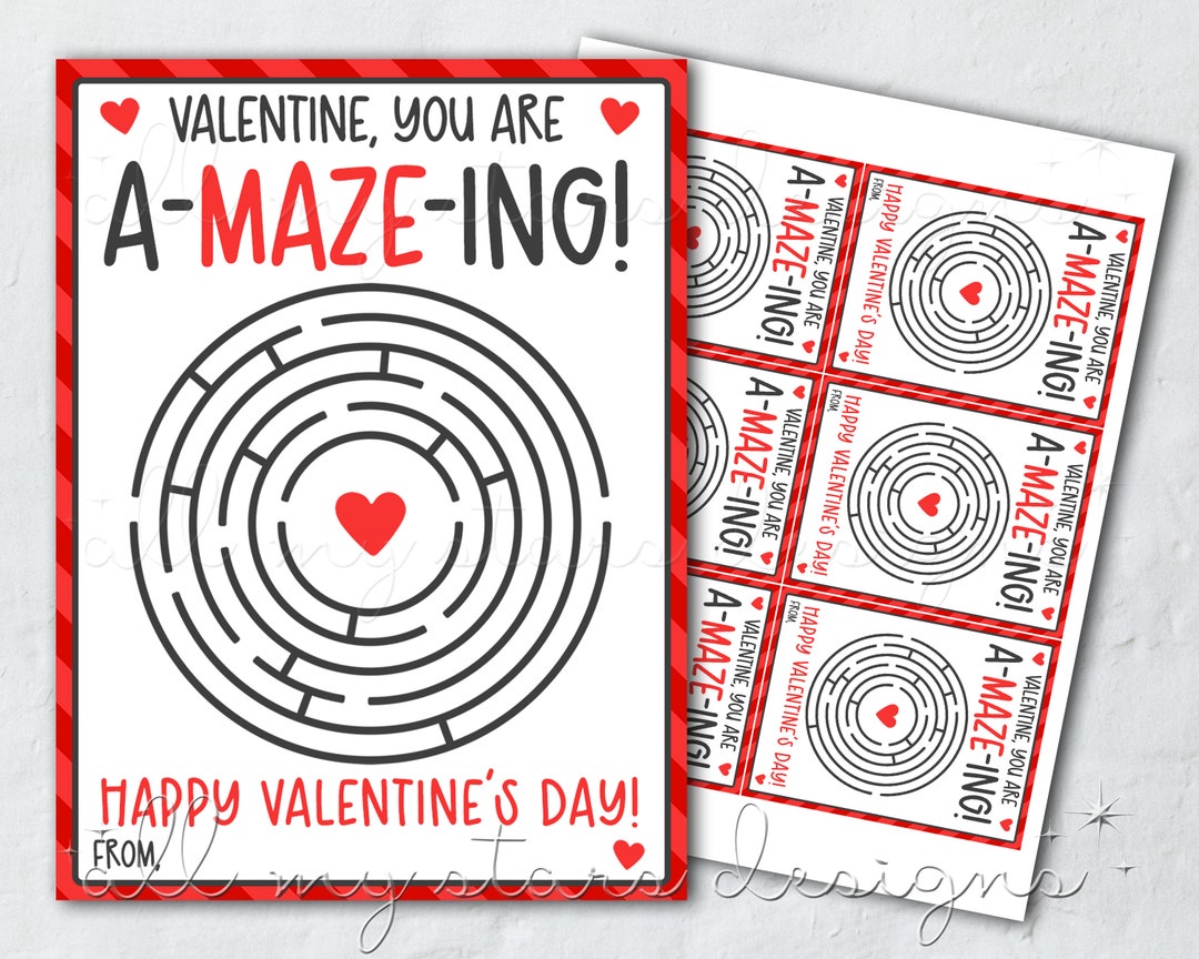PRINTABLE Valentine, You Are A-maze-ing Happy Valentine's Day Game Card ...