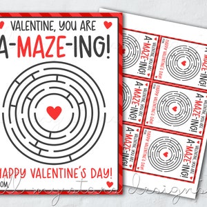 PRINTABLE Valentine, You Are A-maze-ing Happy Valentine's Day Game Card ...
