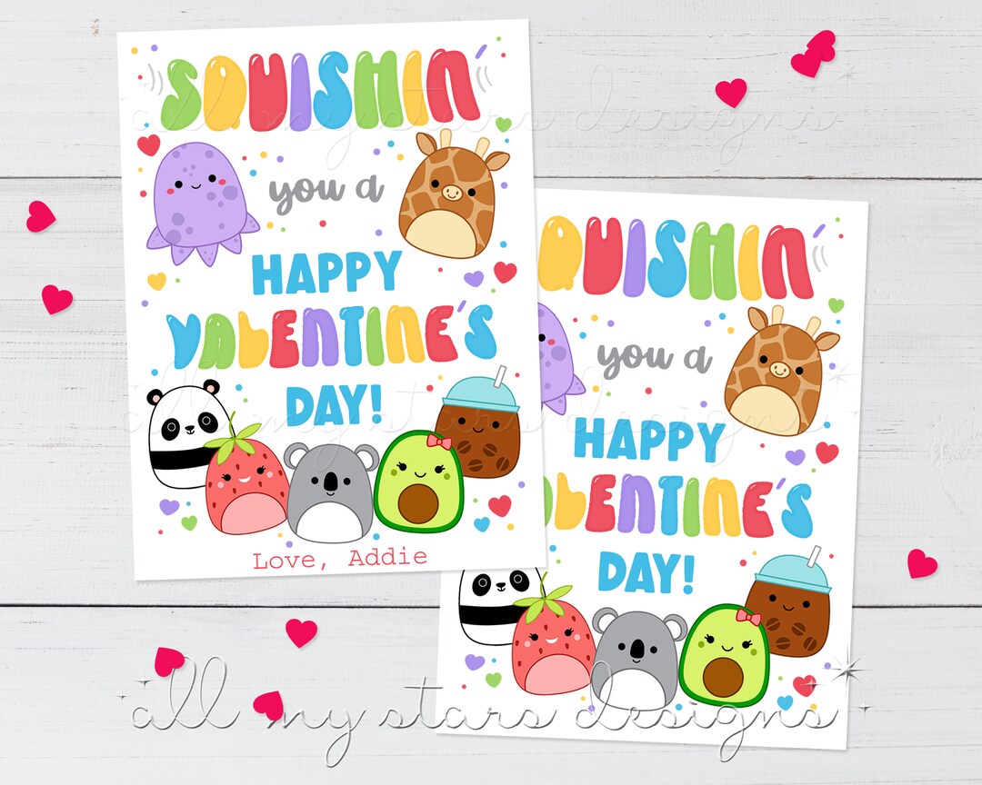 PRINTABLE SQUISHIN' You a Happy Valentine's Day! Tag | Instant Download ...