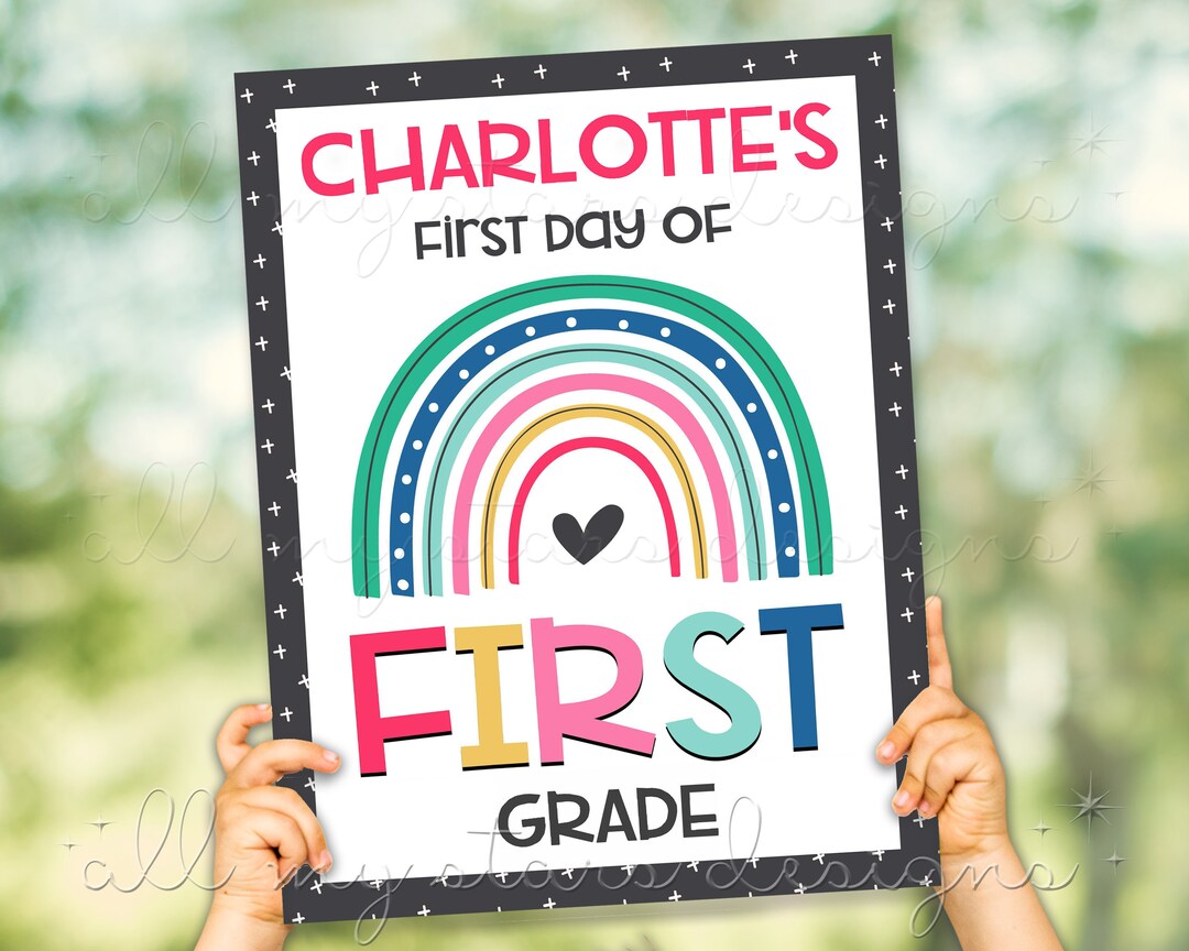 First Day of First Grade Sign | Instant Download | Editable PDF | Cute ...