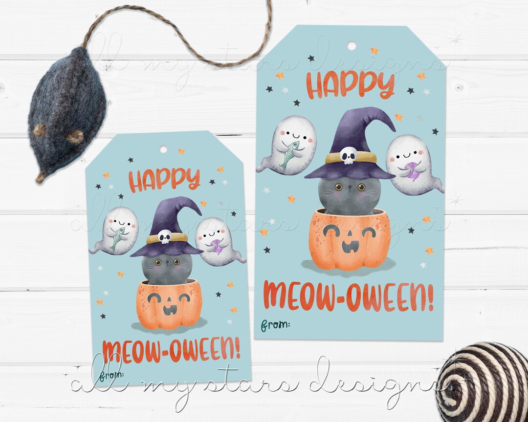 PRINTABLE Happy Meow-oween! Kitty Gift Tag | Instant Download ...