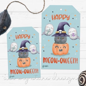 PRINTABLE Happy Meow-oween! Kitty Gift Tag | Instant Download ...