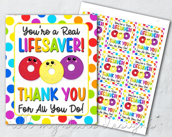 PRINTABLE You're a Real LIFESAVER Thank You for All You - Etsy