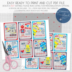 PRINTABLE Robot Valentines ~ Set of 6 Valentine Cards | Instant ...