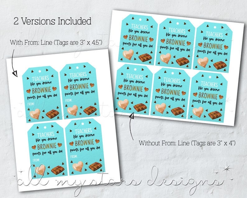 PRINTABLE Teachers Like You Deserve BROWNIE Points for All That You Do ...