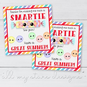 PRINTABLE Thanks for Making Me Such a SMARTIE This Year! Have a Great ...
