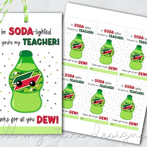 PRINTABLE I'm Soda-lighted That You're My Teacher! Thanks for All You ...