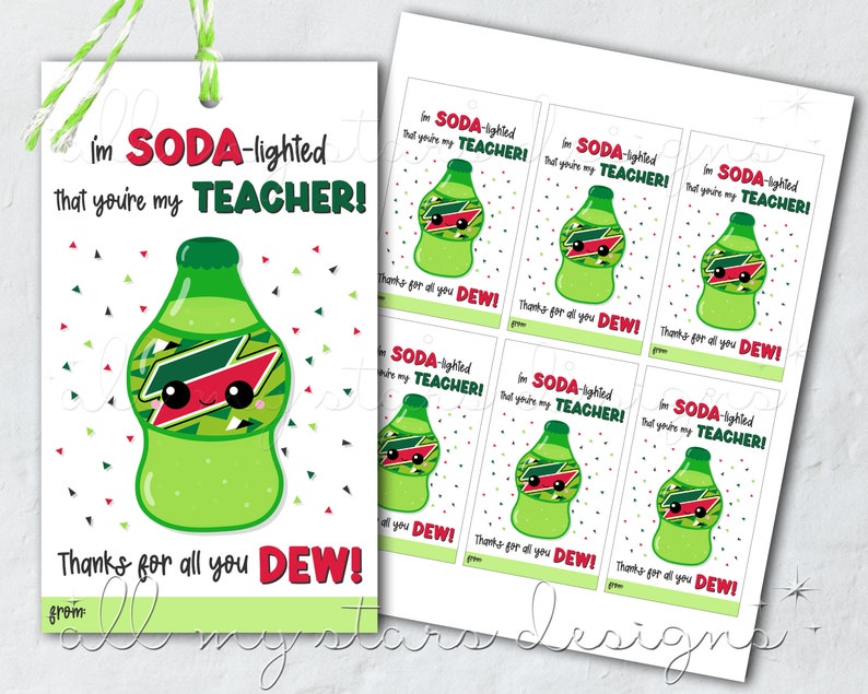 PRINTABLE I'm Soda-lighted That You're My Teacher - Etsy