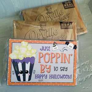PRINTABLE Just POPPIN' BY to Say Happy Halloween! Popcorn Tag | Instant ...