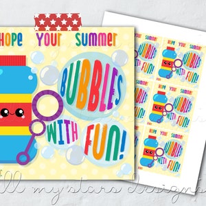 PRINTABLE Hope Your Summer BUBBLES With Fun Tag Instant | Etsy