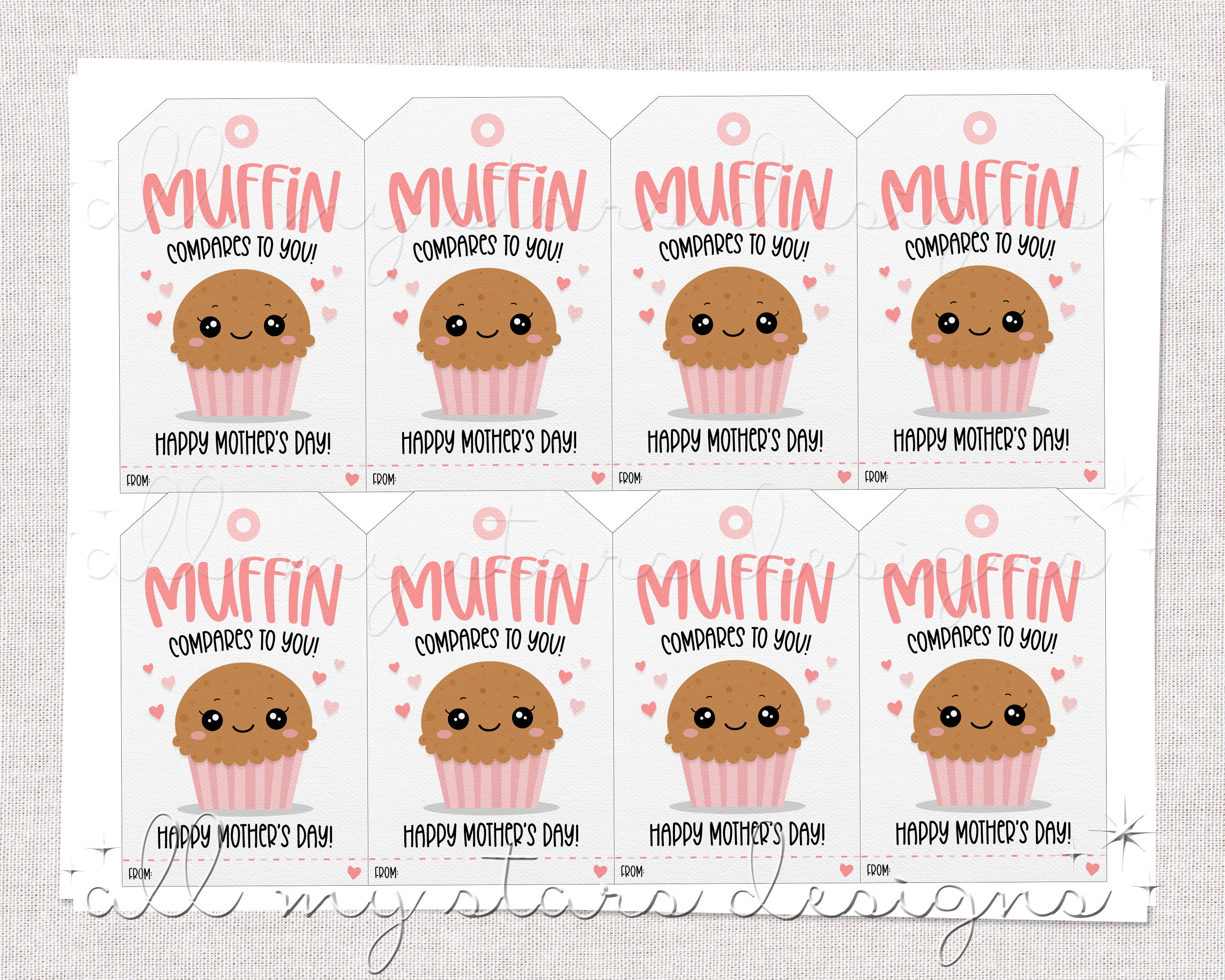 Printable MUFFIN Compares to You! Happy Mother's Day! Cute Muffin Tag ...