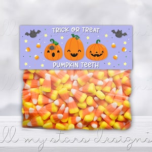 PRINTABLE Trick or Treat, Pumpkin Teeth Candy Corn Treat Toppers ...