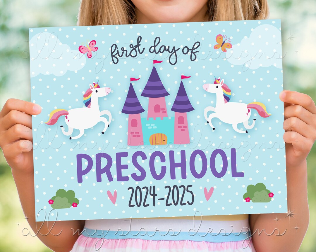 PRINTABLE First Day of Preschool 2024-2025 Sign Instant Download Back ...