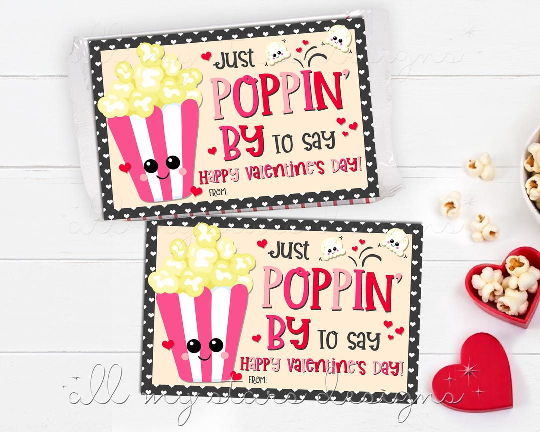 PRINTABLE Just POPPIN' BY to Say Happy Valentine's Day! Tag | Instant ...