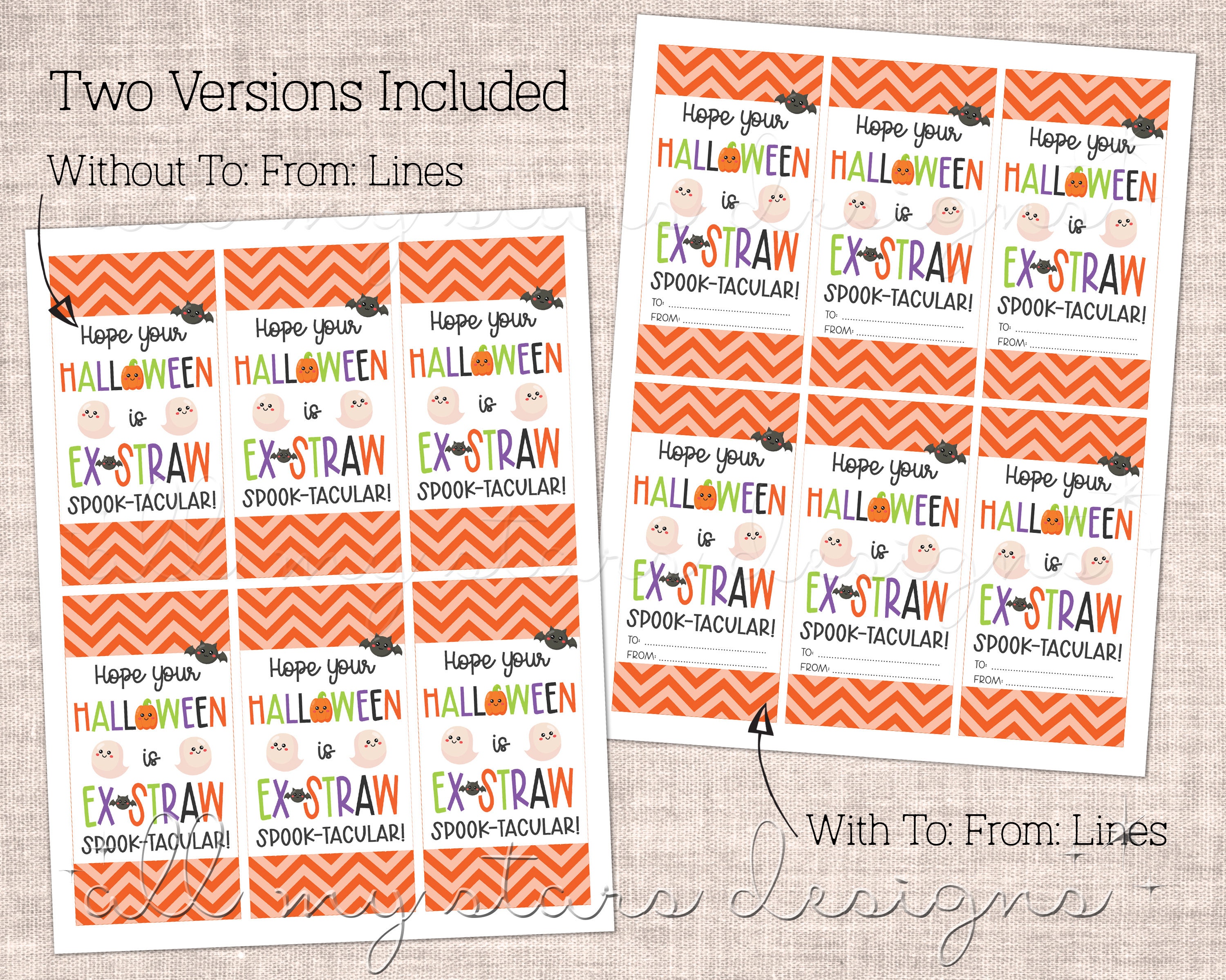 PRINTABLE Hope Your Halloween is EX-STRAW Spooktacular! Straw Tag ...