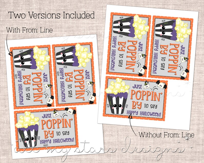 PRINTABLE Just POPPIN' BY to Say Happy Halloween! Popcorn Tag | Instant ...