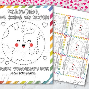 PRINTABLE Valentine, You COLOR My WORLD Happy Valentine's Day Coloring ...