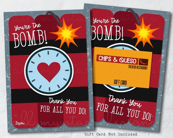 PRINTABLE You're the BOMB Thank You for All You Do Gift | Etsy