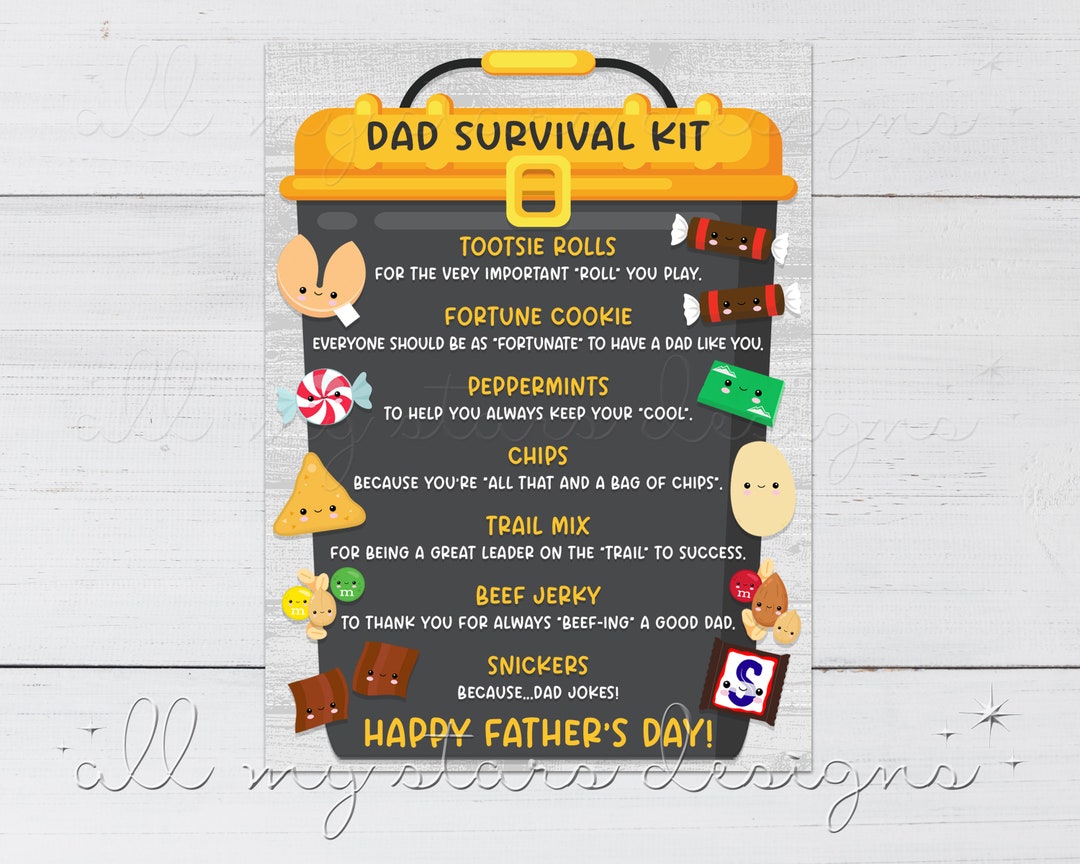 PRINTABLE DAD Survival Kit Tag Happy Father's Day! | Instant Download ...