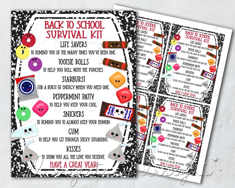 PRINTABLE Back to School Survival Kit Tag Instant Download - Etsy