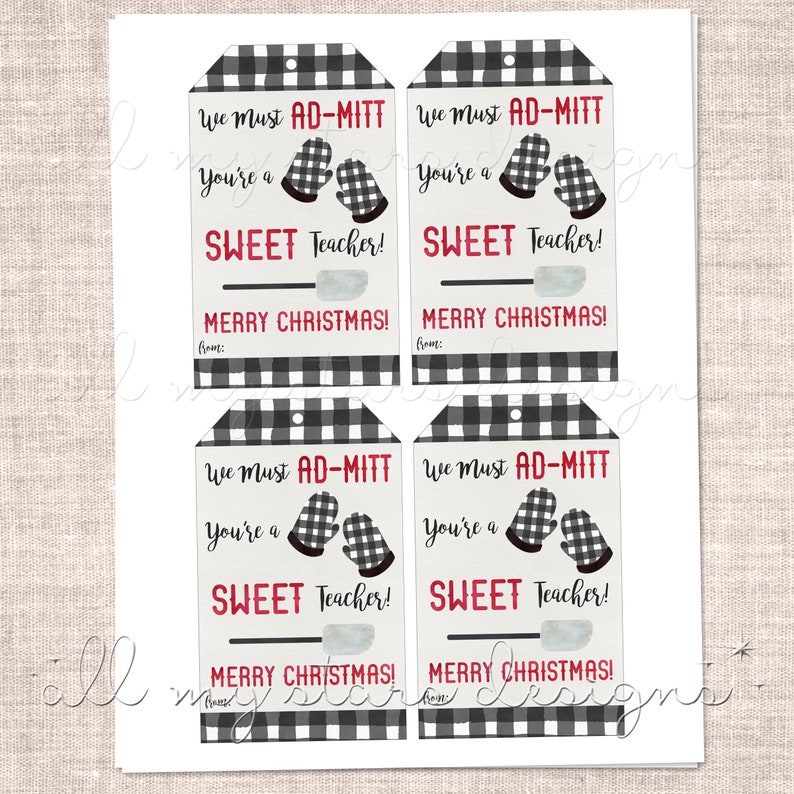 PRINTABLE We Must Ad-mitt You're a SWEET Teacher! Merry Christmas! Tag ...