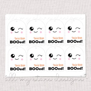 PRINTABLE You've Been Booed! Happy Halloween! Cute Ghost Gift Tag ...