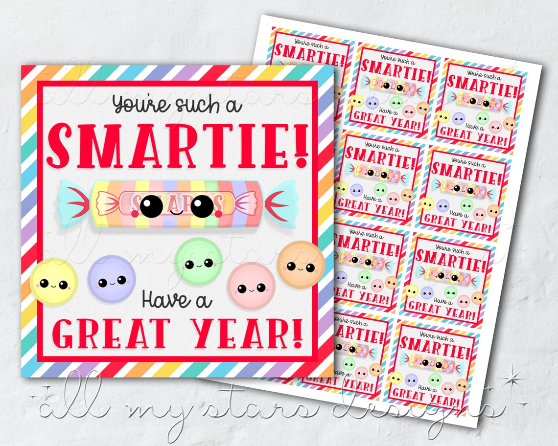 PRINTABLE You're Such a SMARTIE Have a Great Year Tag - Etsy Australia