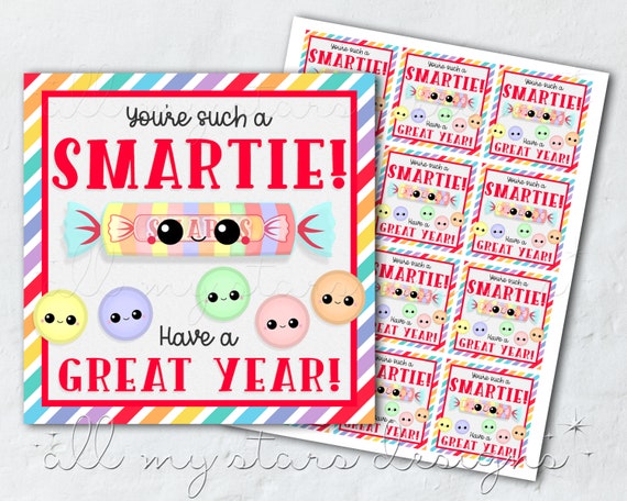 PRINTABLE You're Such a SMARTIE Have a Great Year Tag - Etsy