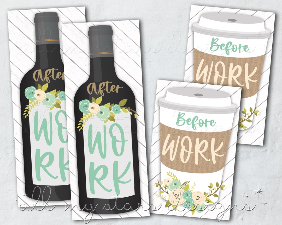 PRINTABLE Before Work, After Work | Coffee & Wine Tag Set | Instant ...
