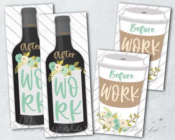 PRINTABLE Before Work After Work Coffee & Wine Tag Set - Etsy