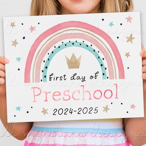 PRINTABLE First Day of Preschool 2024-2025 Sign Instant Download Back ...