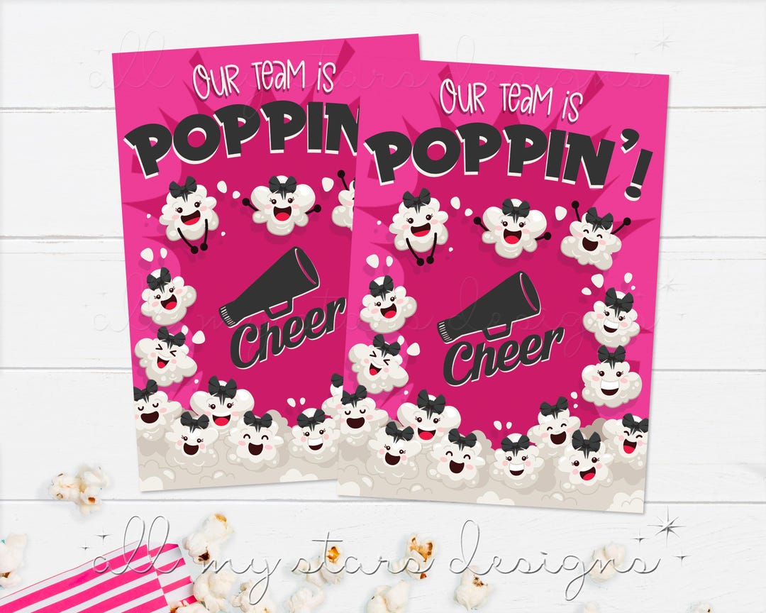 PRINTABLE Our Team is POPPIN'! Popcorn Cheer Tag | Instant Download ...