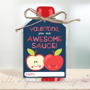 PRINTABLE Valentine, You Are AWESOME-SAUCE! Applesauce Pouch Tag ...